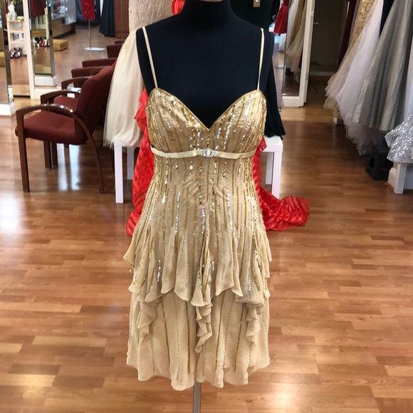 Hannah S | Dresses | Gold Prom Dress With Sequins And Rhinestones ...